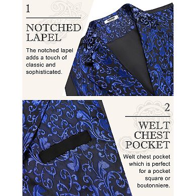 COOFANDY Men's Suit Vest Jacquard Victorian Formal Waistcoat Tuxedo ...