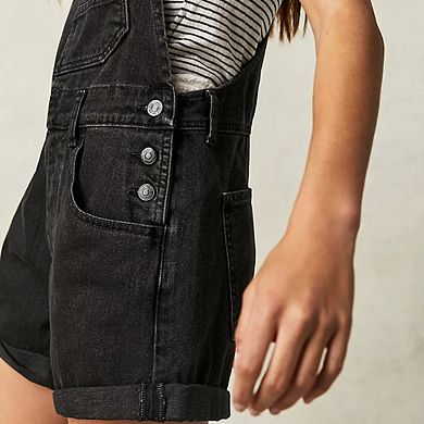 Women's Summer Loose Denim Overalls Short Multi-Pocket Cross Back ...