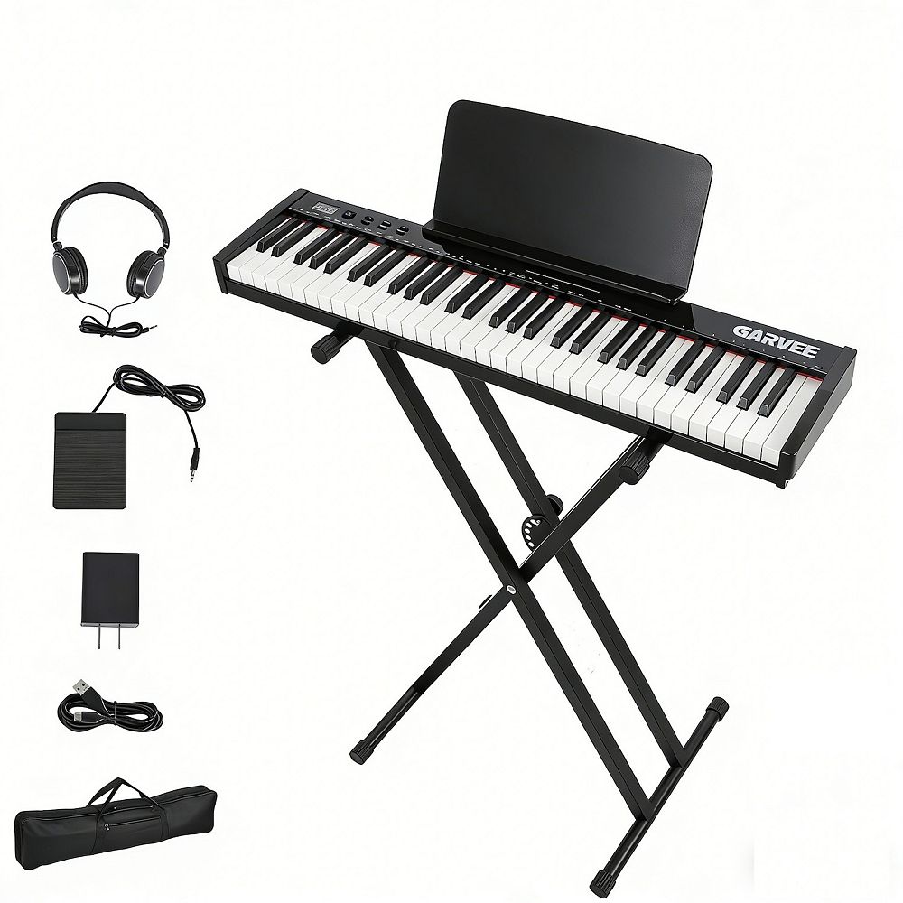 61 Keys Electric Keyboard Piano w/Sheet Music Stand, Portable Semi ...