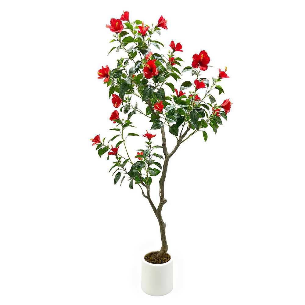 ANIXOL Artificial Hibiscus Flowering Tree in Pot