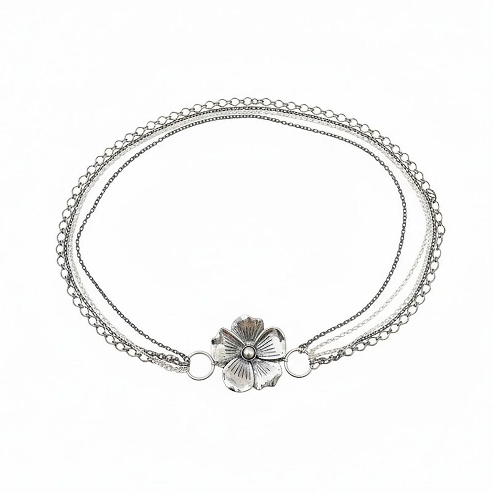 Women's Floral Chain Belt with Layered Delicate Chains and Sculpted ...