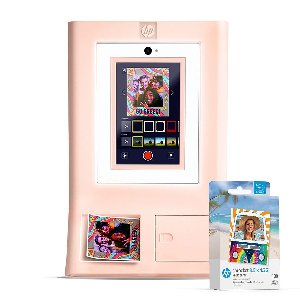 HP Sprocket Photo Booth + 110 3x4 Zink Paper Sheets, Digital Instant ...