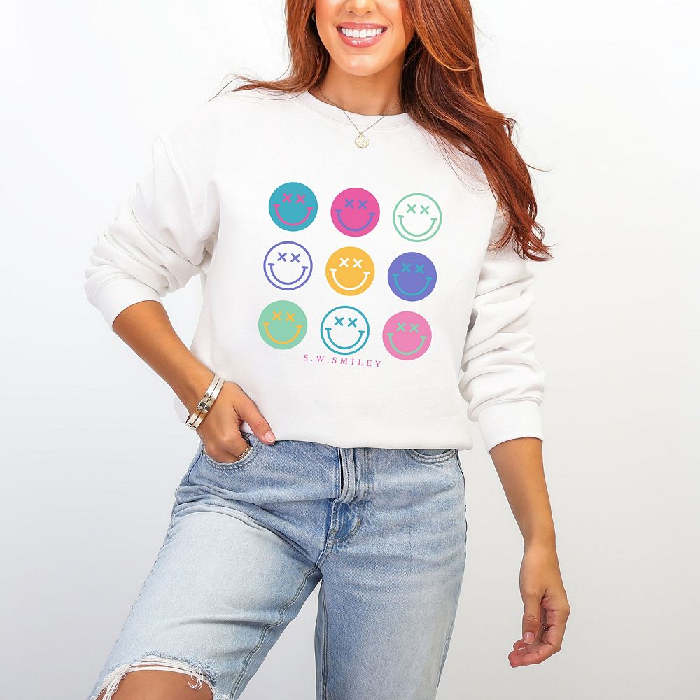 S.W.Smiley Stacked Smiley Faces - Women's Graphic Sweatshirt