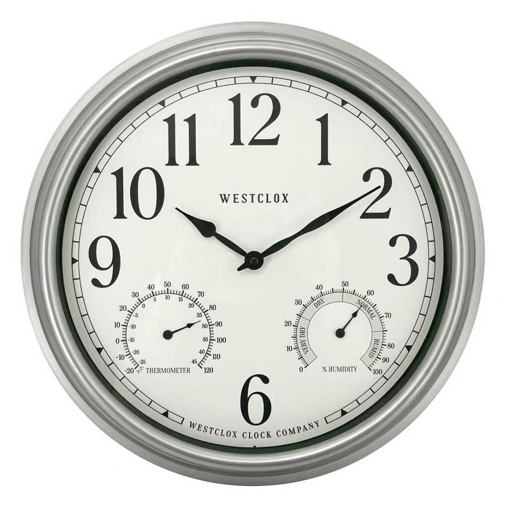 Westclox 15.75-Inch Indoor/Outdoor Wall Clock with Temperature & Humidity
