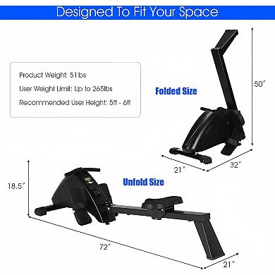 Foldable Magnetic Quiet Operated Fitness Rowing Machine with 10 Level ...