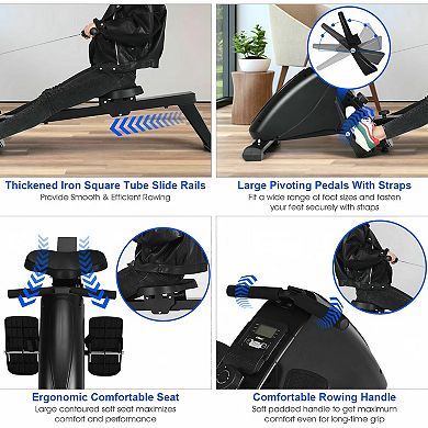 Foldable Magnetic Quiet Operated Fitness Rowing Machine with 10 Level ...