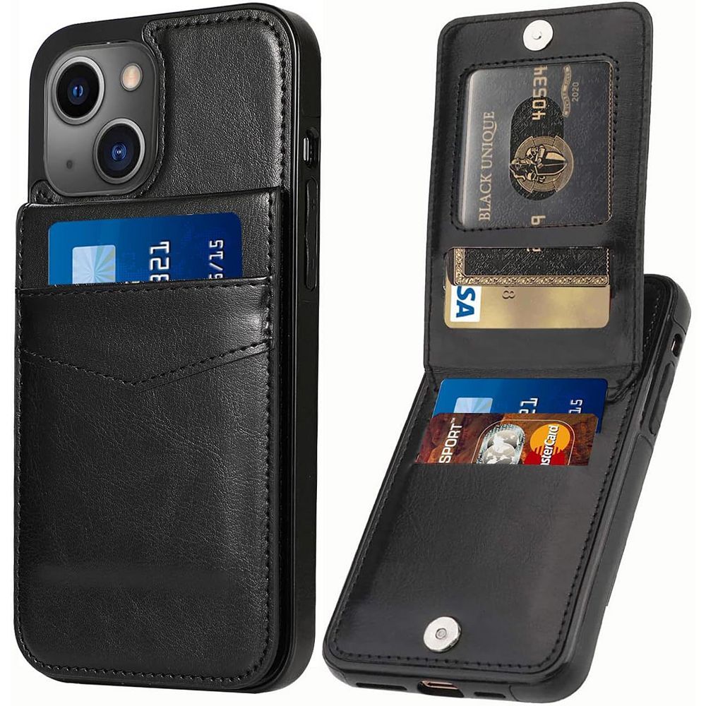 Entronix Slim Leather Wallet Case for iPhone - 6 Slot Card Holder
