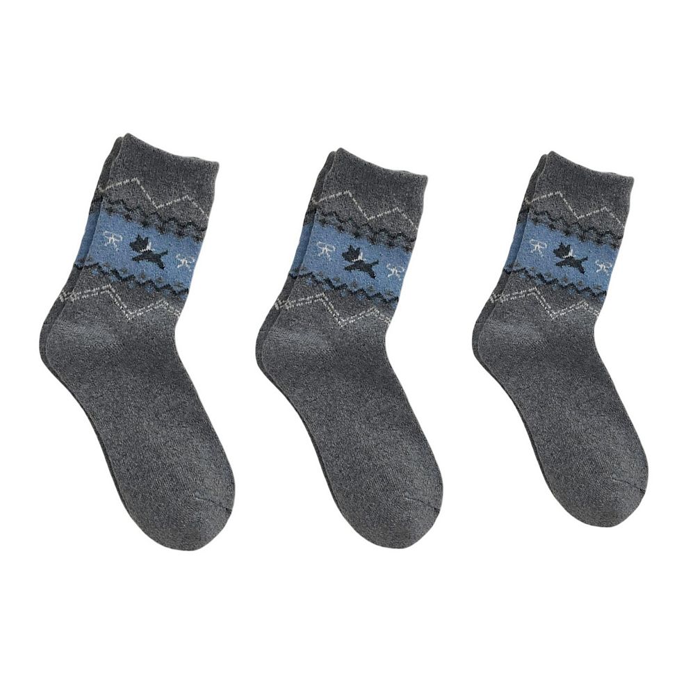 Women's 3-Pair Knit Crew Socks with Fair Isle Inspired Leaf and ...