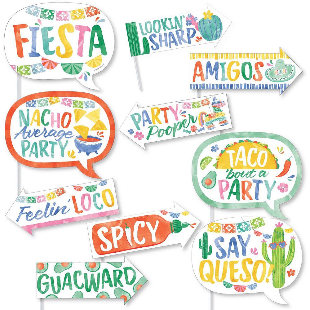 Big Dot of Happiness Funny Fiesta Photo Booth Props Kit, Mexican Themed ...