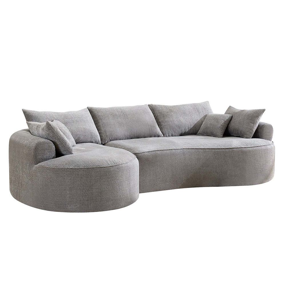 124.5-Inch Modern Compressed Boneless Sofa, Made Of Chenille Fabric ...