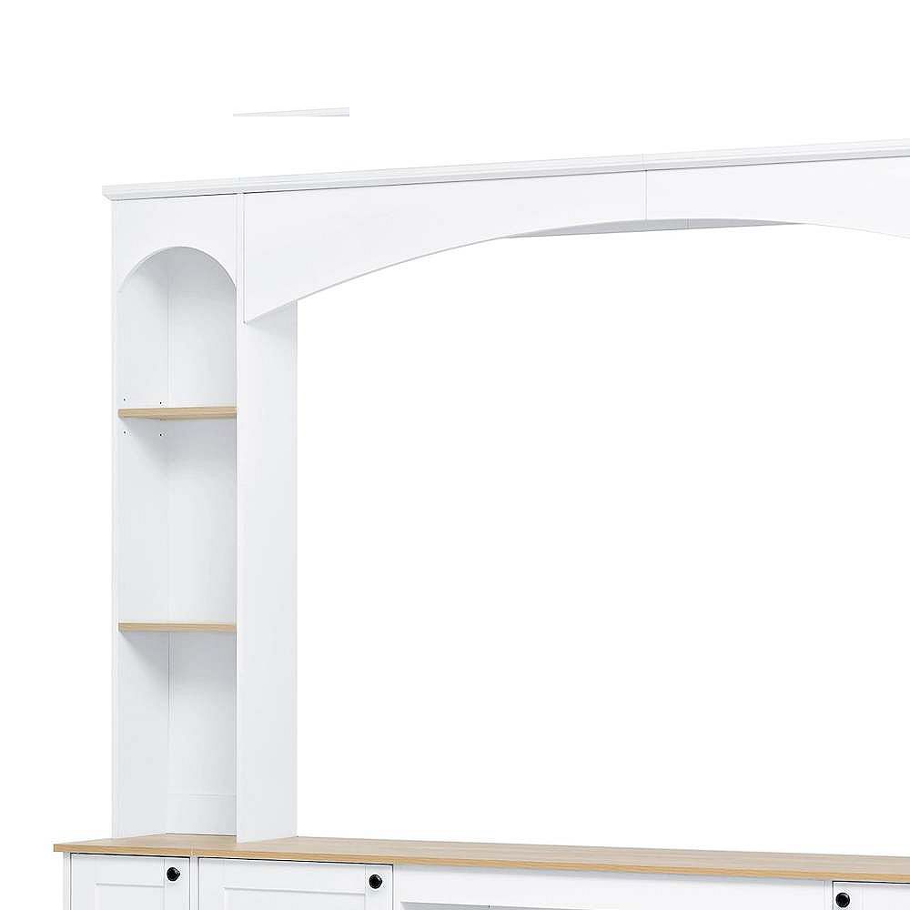 Arched Entertainment Center Wall Unit with Bookshelf and Adjustable ...