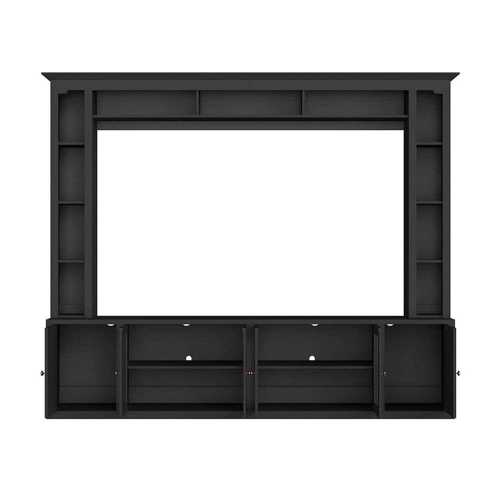 4-Piece Modern Large Entertainment Center Wall Unit with Bookshelves ...