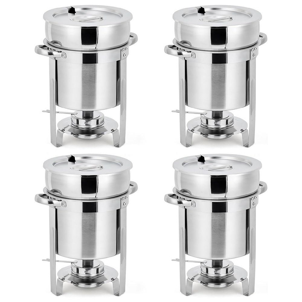 Commercial 11QT Stainless Steel Round Soup Warmer Set of 4, Food Warmer ...