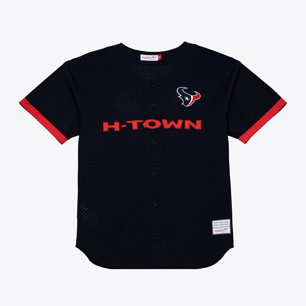 Men's Mitchell & Ness Navy Houston Texans Head Coach Mesh Full-Button ...