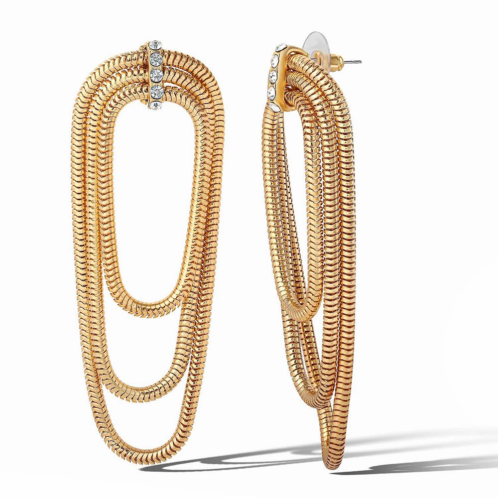 JS Jessica Simpson Layered Chain Crystal Accent Earrings