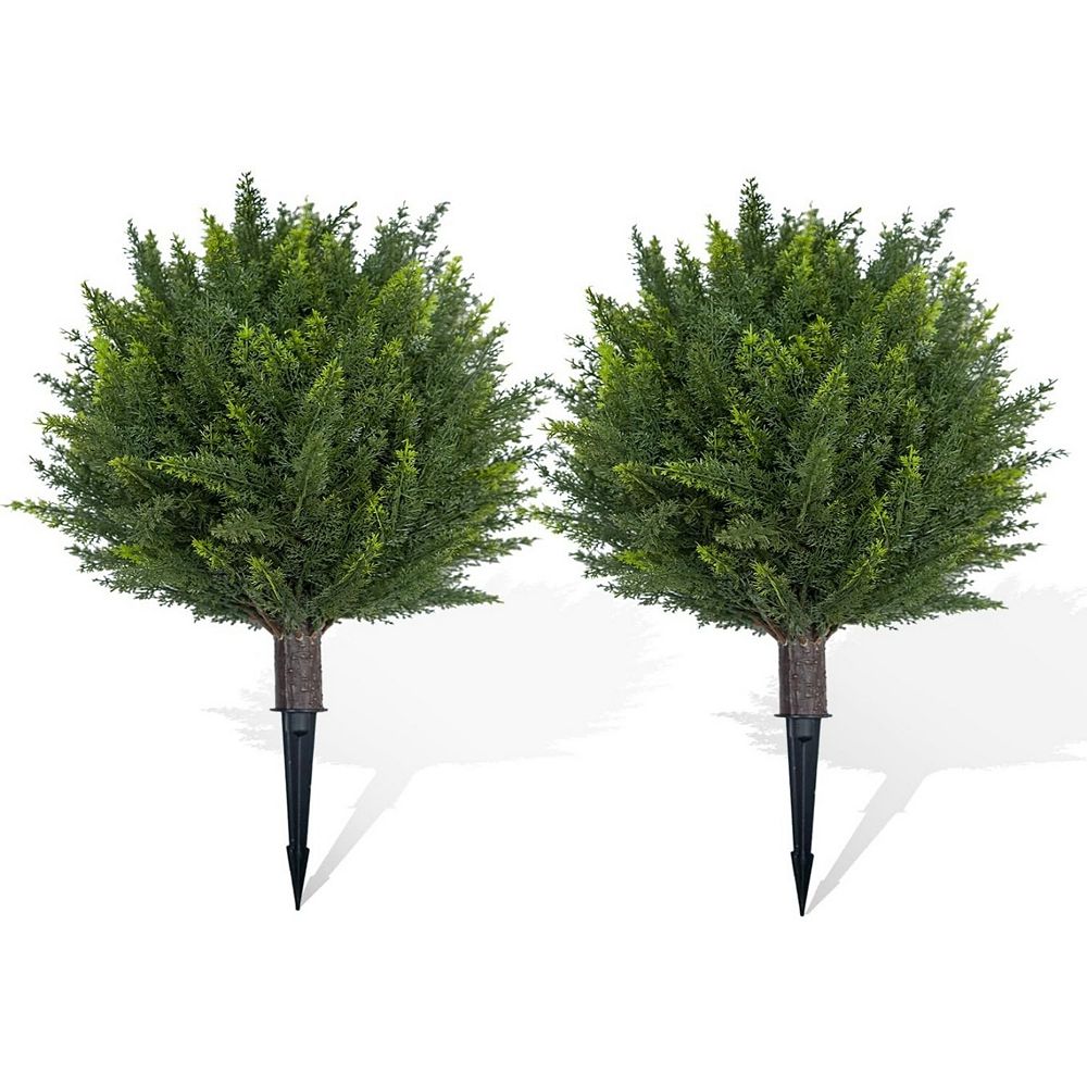 2 Pack Artificial Topiary Ball Trees, UV Resistant Fake Bushes with ...