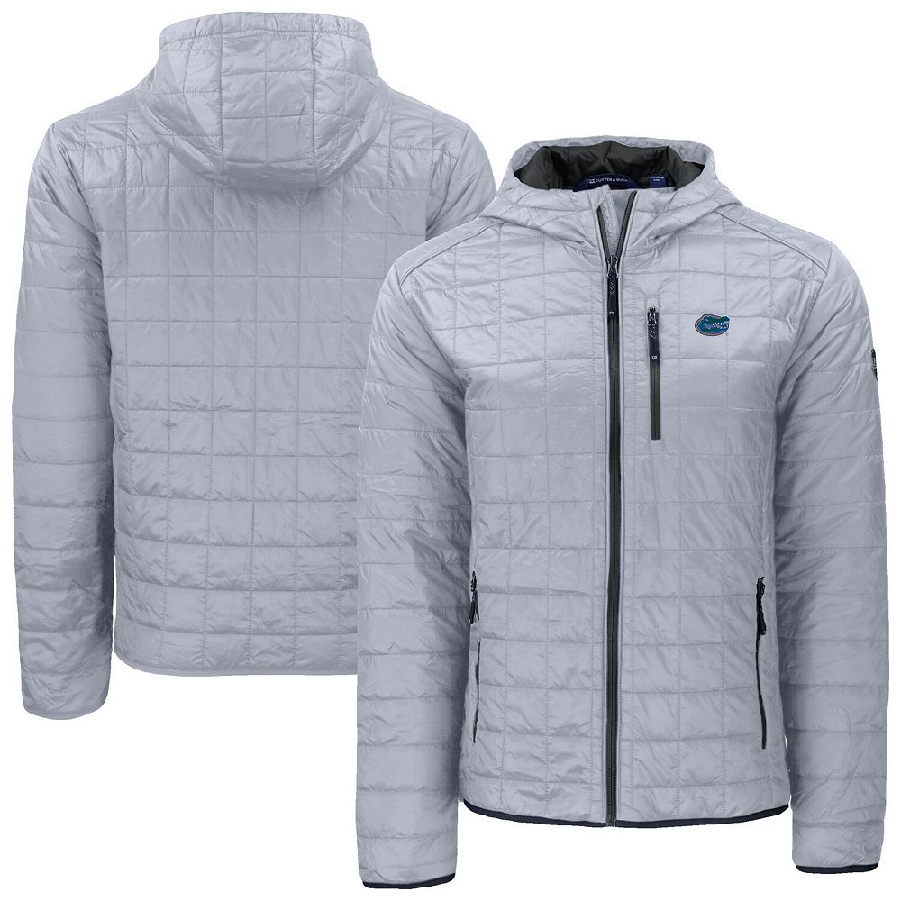 Men's Cutter & Buck Gray Florida Gators Rainier Eco PrimaLoft Hooded ...