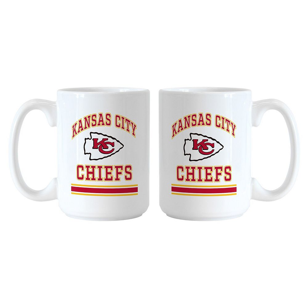 Logo Brands Kansas City Chiefs 15oz. Current & Throwback Mug Set