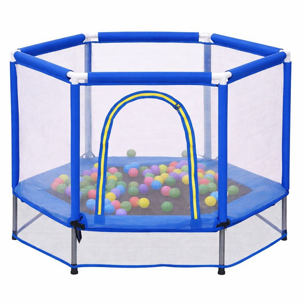Whisen 55'' Toddlers Trampoline with Safety Enclosure Net and Balls