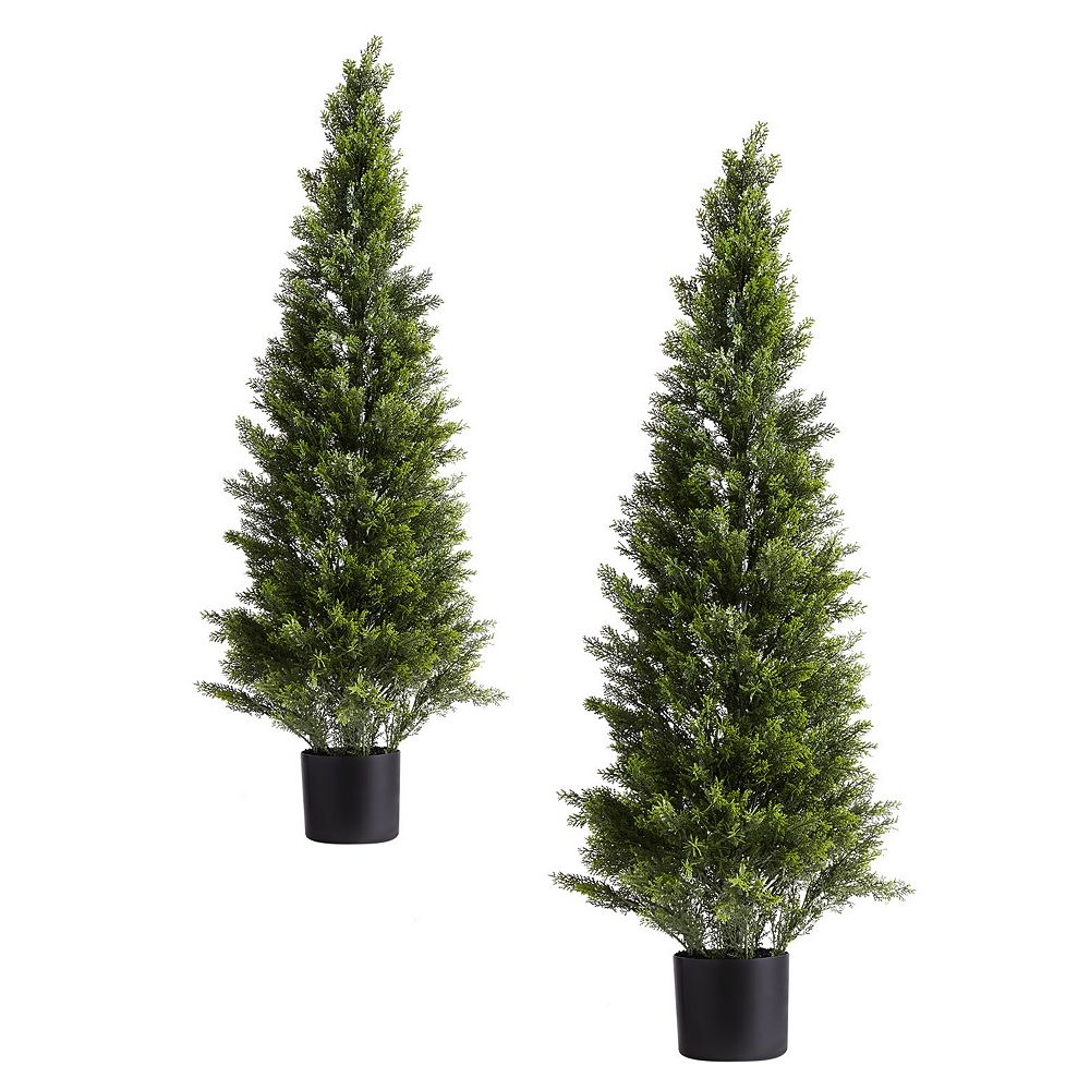 YQNUCO 2 Pack 4FT Conical Topiary Cedar Trees, Artificial Outdoor ...