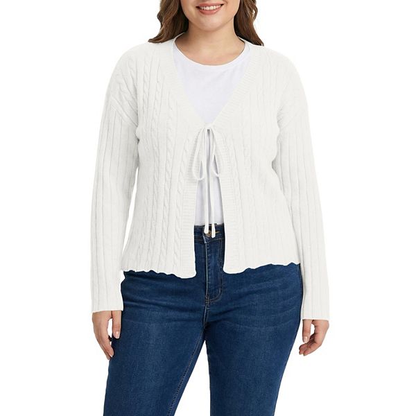 Take A Look About Plus Size Tie Front Cardigan