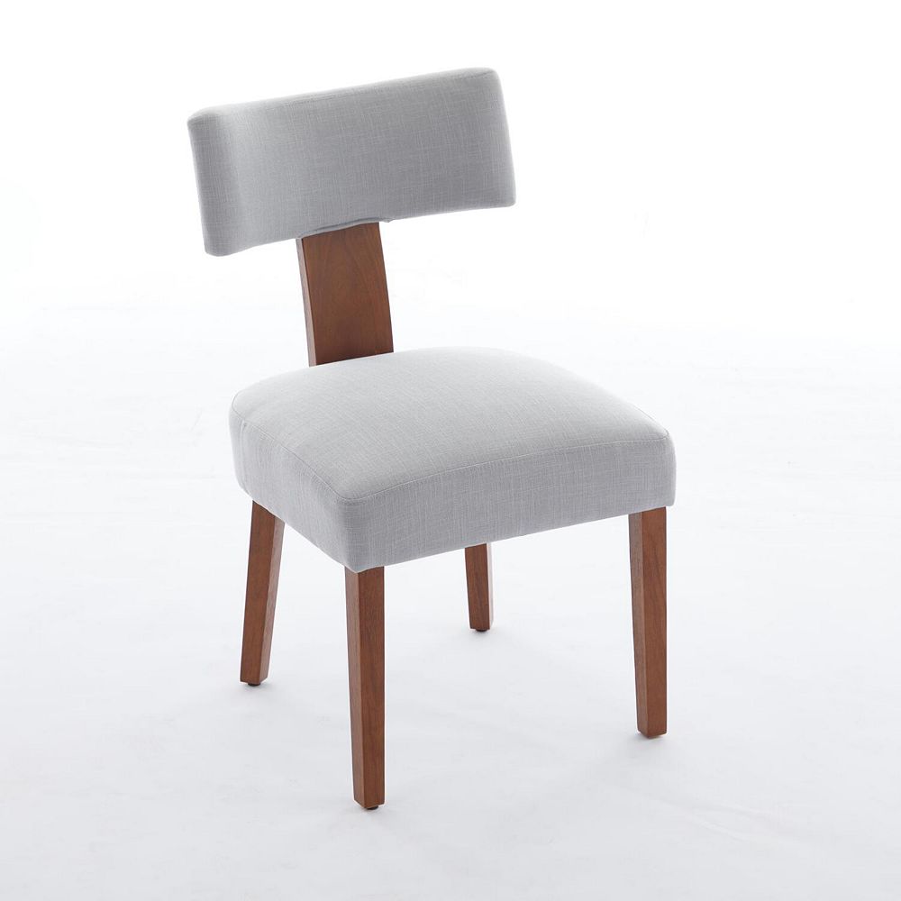 Modern Armless Dining Chairs with Linen Fabric Curved Back and Solid ...