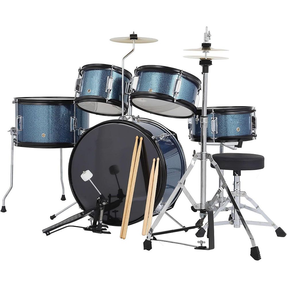 5-Piece Drum Set with Bass Drum, Toms, Snare, Hi-Hat, Cymbal & Pedal ...