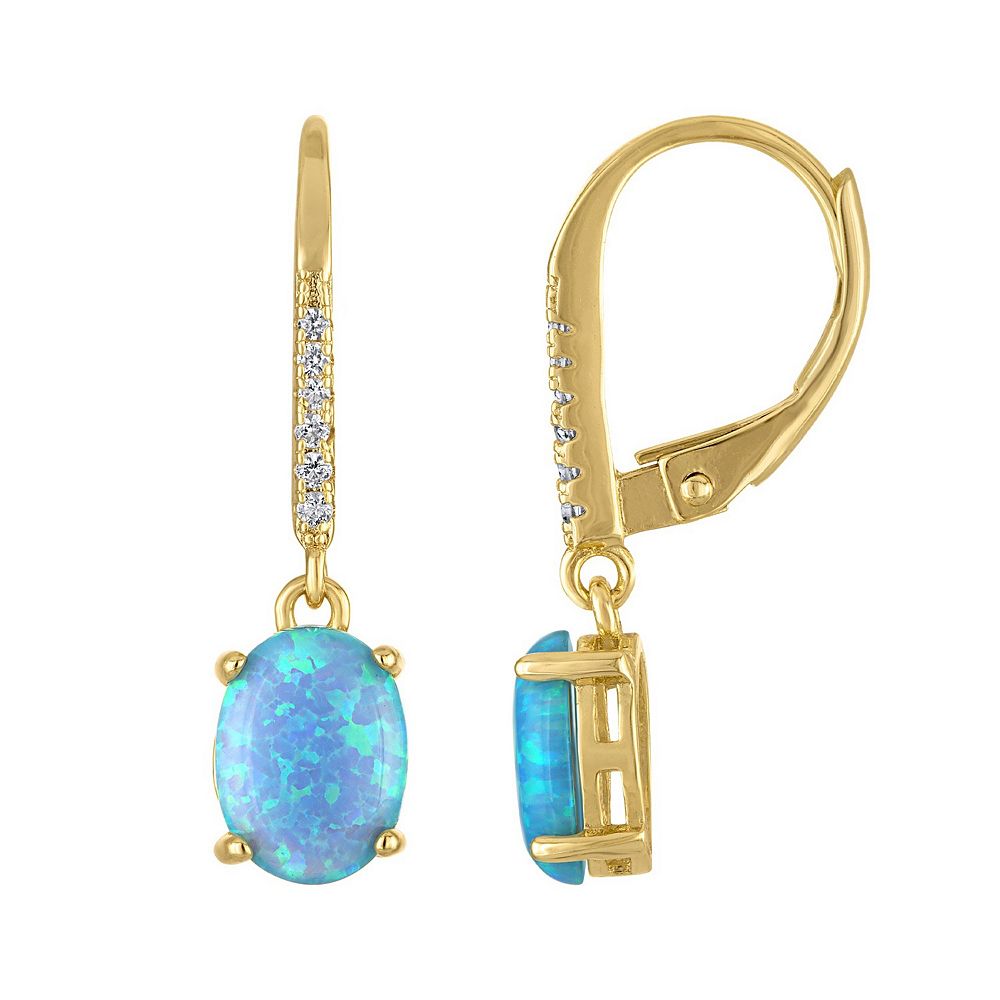 Ivy Sharpe Gold-Tone Lab-Created Opal Leverback Earrings