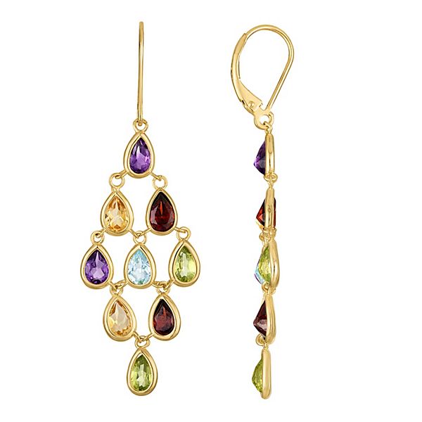 Designs by Gioelli 14k Gold Over Silver Multi-Gemstone Chandelier ...