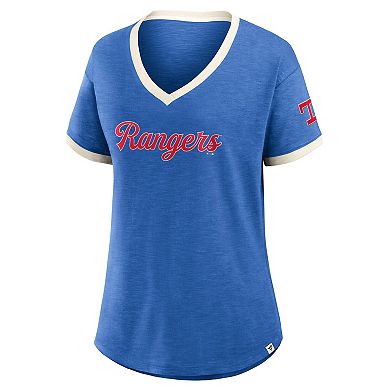 Women's Fanatics Royal Texas Rangers Relaxed Fit Vintage Play Slub V ...