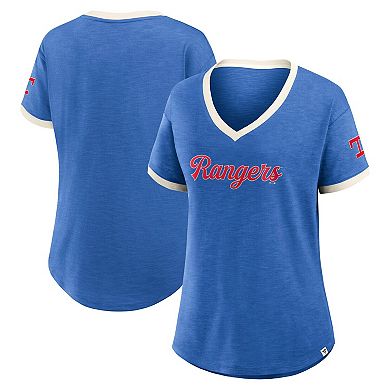 Women's Fanatics Royal Texas Rangers Relaxed Fit Vintage Play Slub V ...