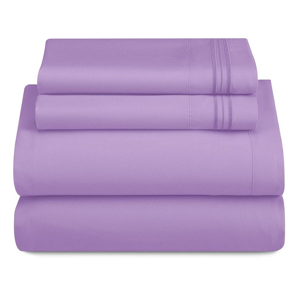 Lux Decor 4 Pc Premium Microfiber Sheets Set Ultra Soft Printed & Solid ...