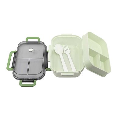 Bento Box with Utensils and 3 Compartments