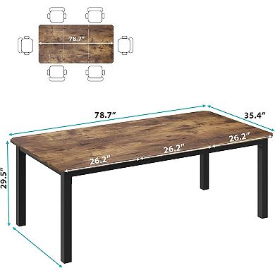 78.7In Dining Table, 2-Person Industrial Office Desk with Chamfer Design