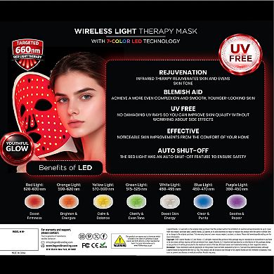 iHome Wireless Light Therapy Mask with 7-Color LED Technology