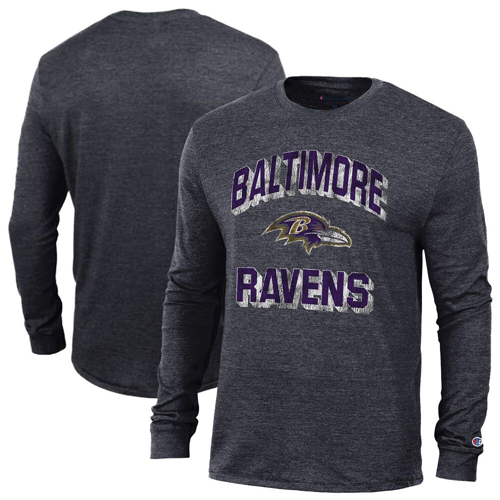 Men's Champion Black Baltimore Ravens Ultimate Tri-Blend Long Sleeve T ...