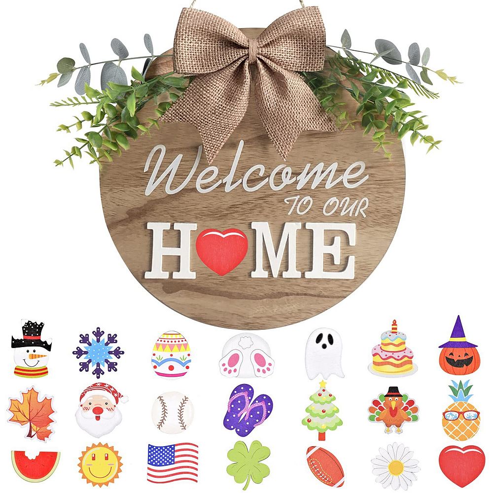 Seasonal Welcome Home Sign: 21 Changeable Icons for Year-Round Front ...