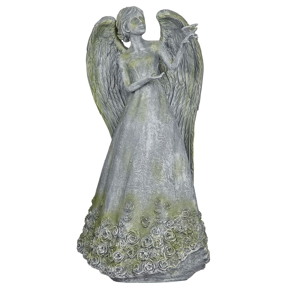 Roman Rose Angel with Dove Garden Statue Outdoor Decor