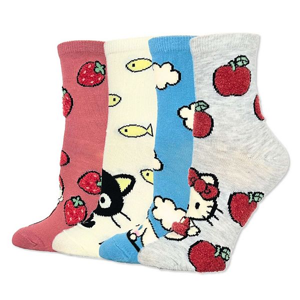 Women's Hello Kitty & Friends 4-Pack Mid-Crew Socks with Apples ...