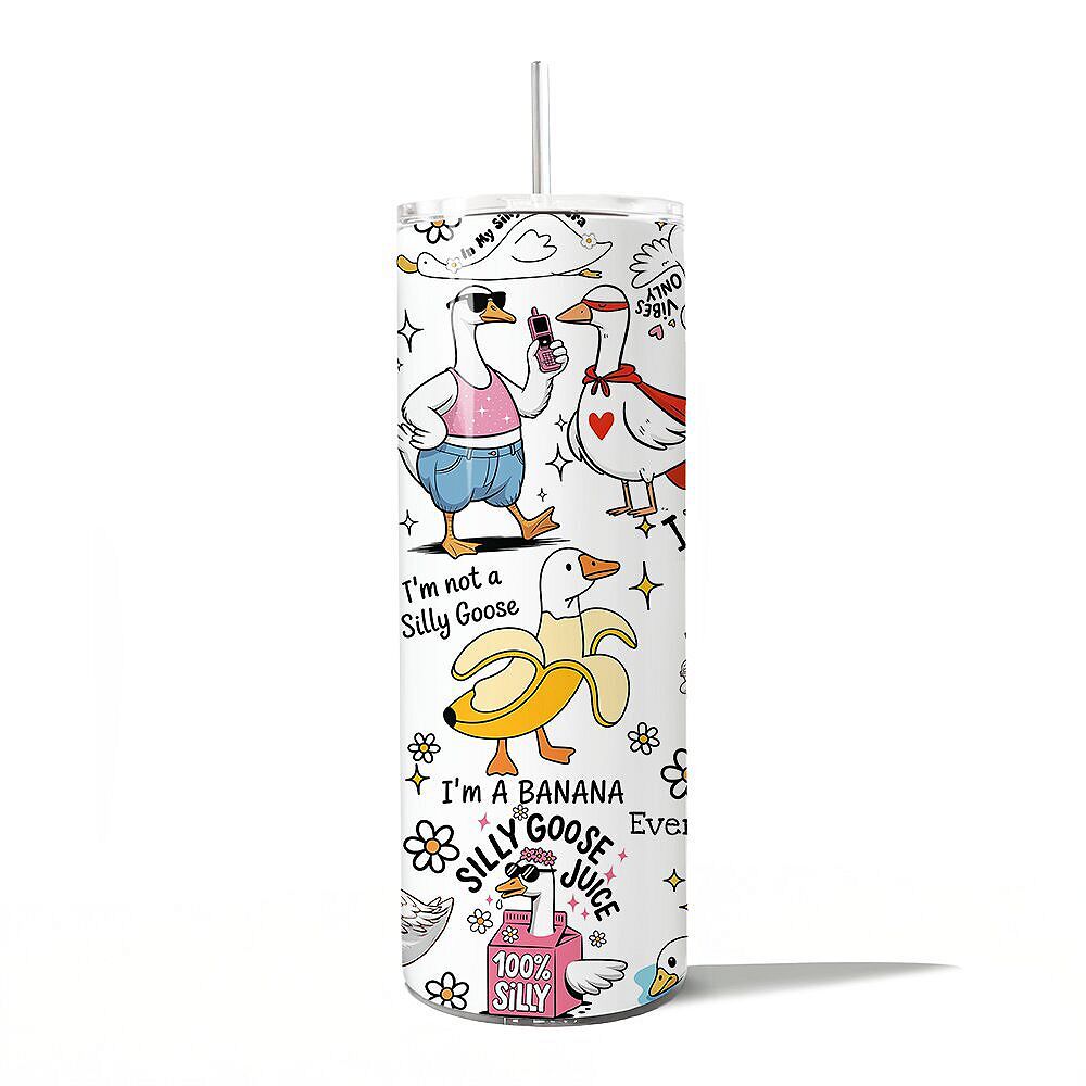 Funny Silly Goose Tumbler With Lid and Stainless Steel Straw, Humor ...