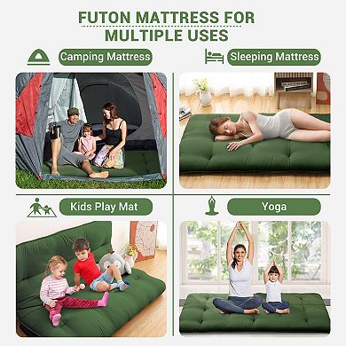 Japanese Tatami Floor Futon Mattress, Collapsible Roll-Up Sleeping Pad ...