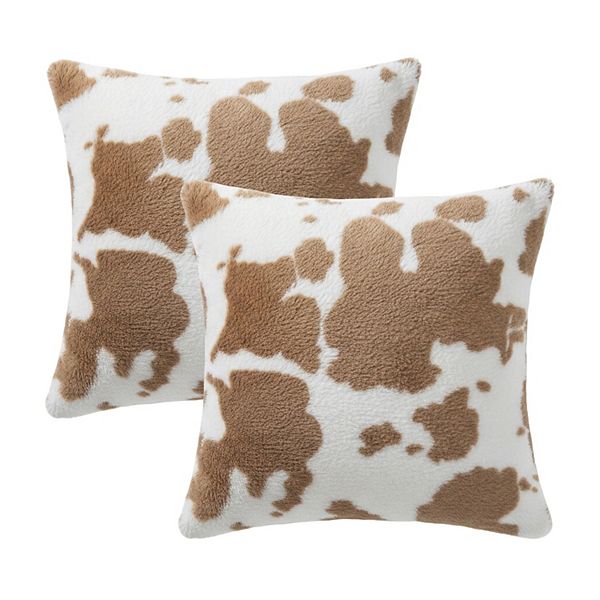 Cow Print Decorative Throw Pillow Covers 2-Pack Soft Plush Square ...