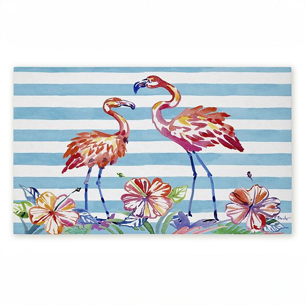 Stupell Home Decor Brushstroke Flamingo Stripes Door Mat