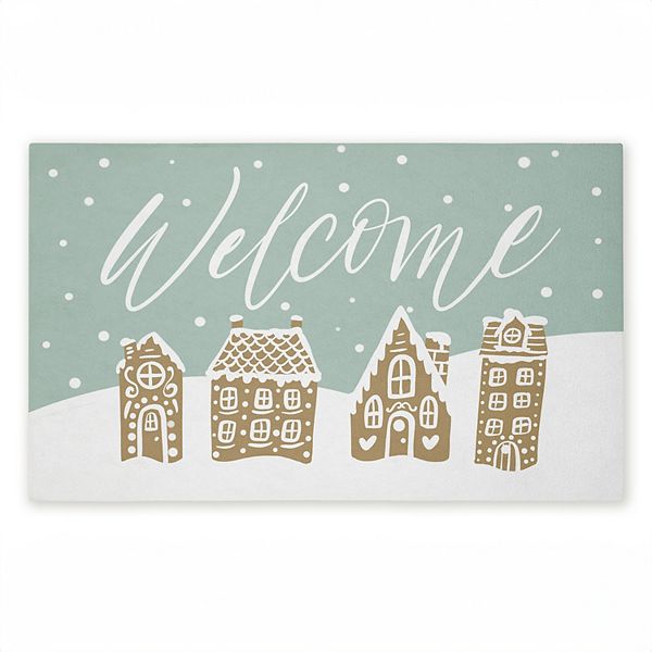 Stupell Home Decor Welcome Snowy Gingerbread Houses Door Mat