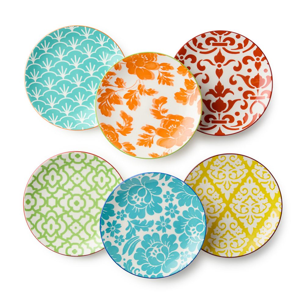 Certified International Pavillion Set of 6 Canape Plates