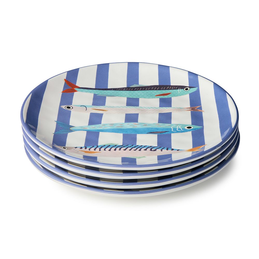 Certified International Something Fishy Set of 4 Dinner Plates