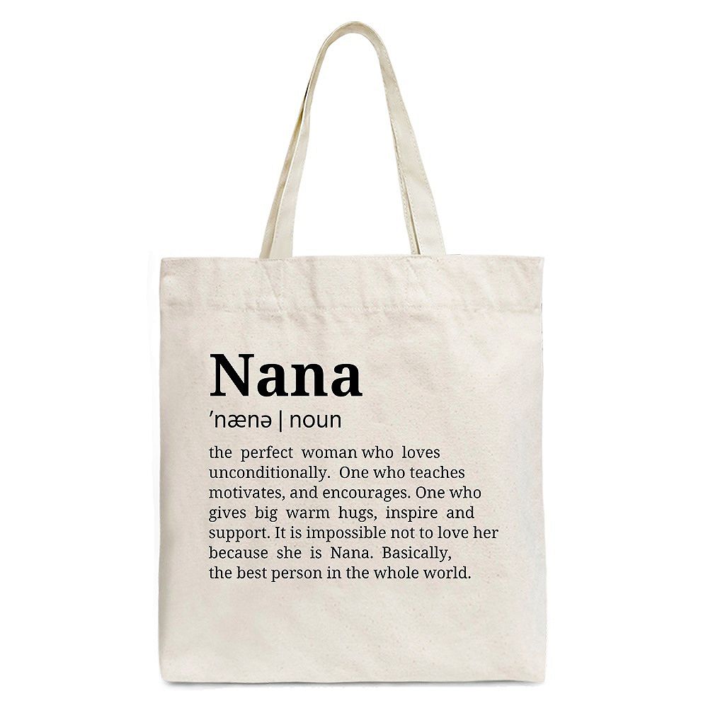 Nana Definition Canvas Tote Bag, Funny Grandmother Gift Shopper