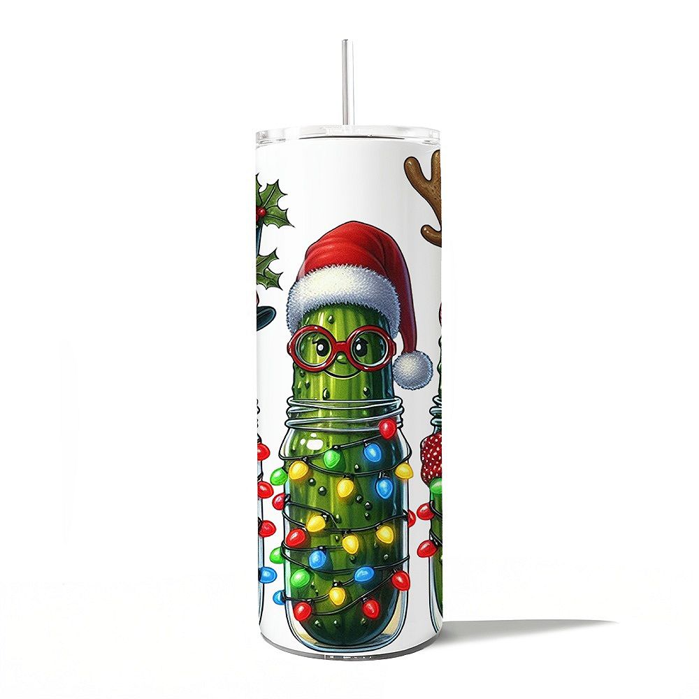 Christmas Pickles 20oz Tumbler With Lid and Stainless Steel Straw