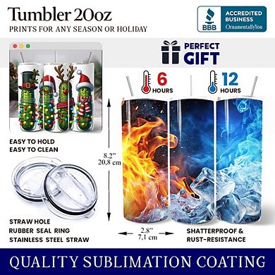 Christmas Pickles 20oz Tumbler With Lid and Stainless Steel Straw