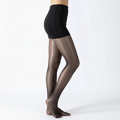 Women's 3-Pack Sheer Glossy Shine Tights with Ultra Smooth Stretch Knit ...